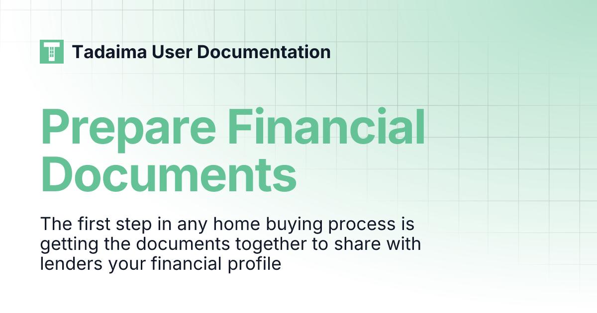 Prepare Financial Documents | Tadaima User Documentation